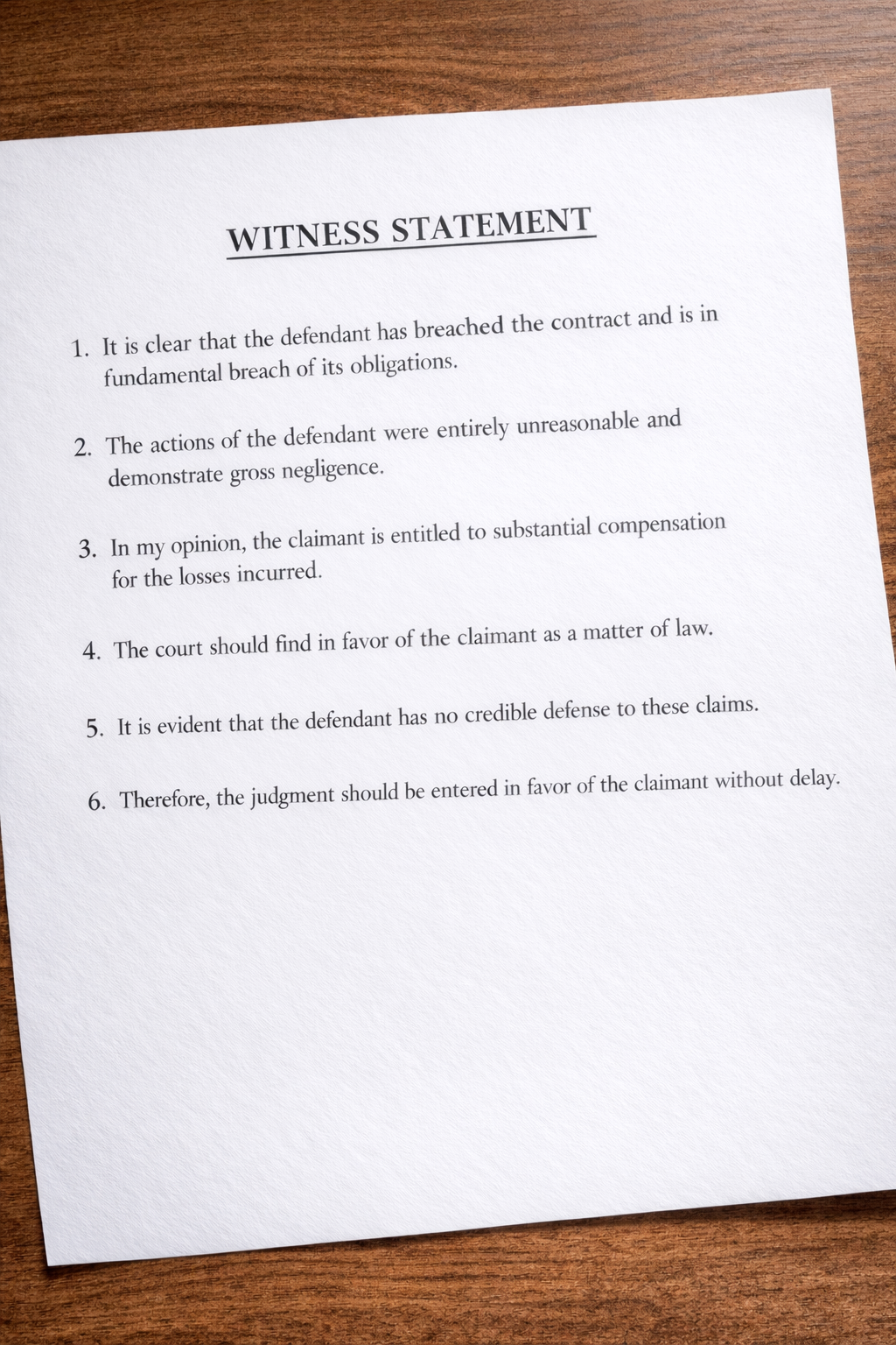 WHEN A WITNESS STATEMENT IS REALLY LEGAL ARGUMENT: THIS IS NOT ...
